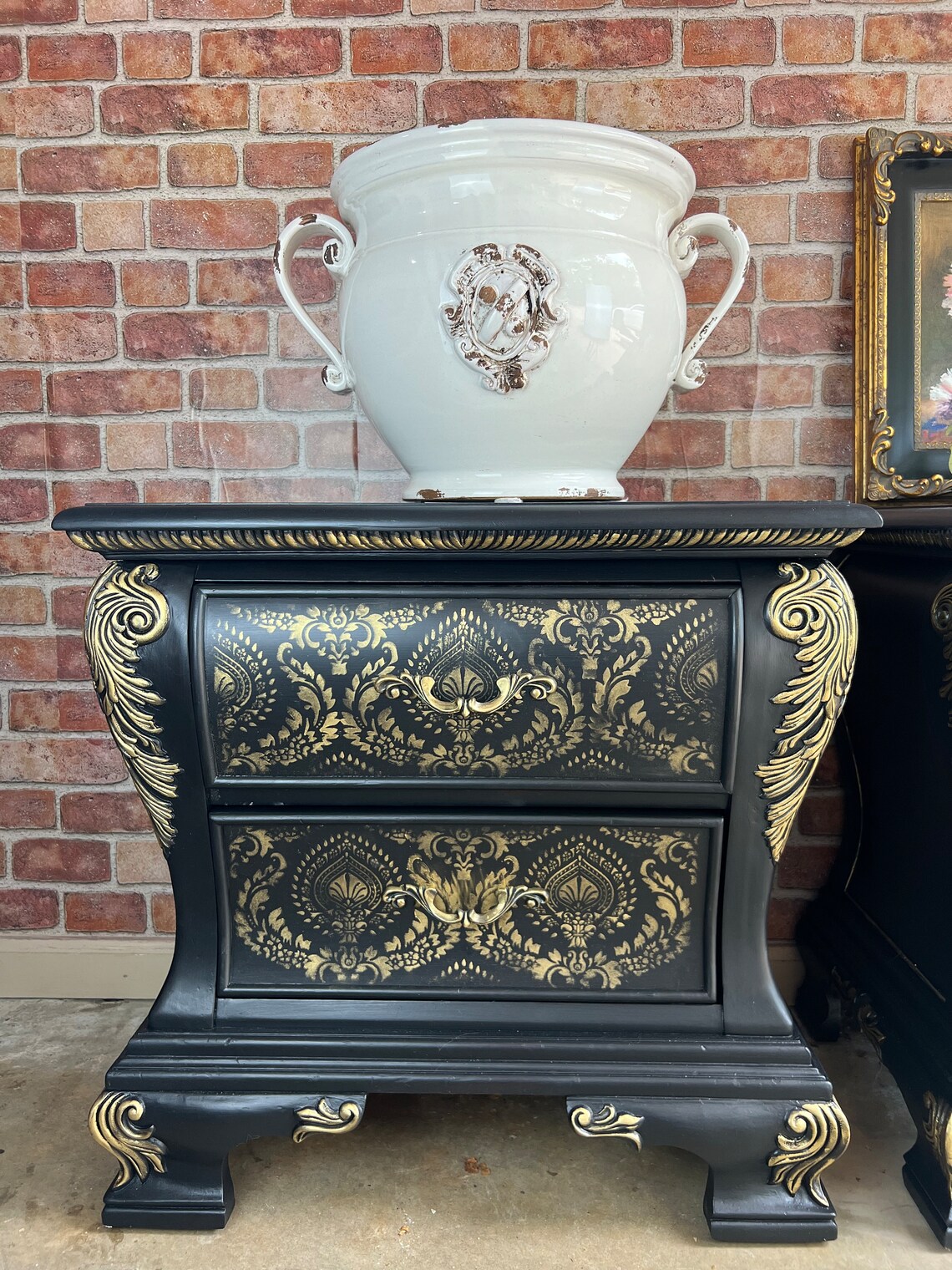 Bombe Nightstands Pair Black and Gold Nightstands Black and Gold ...