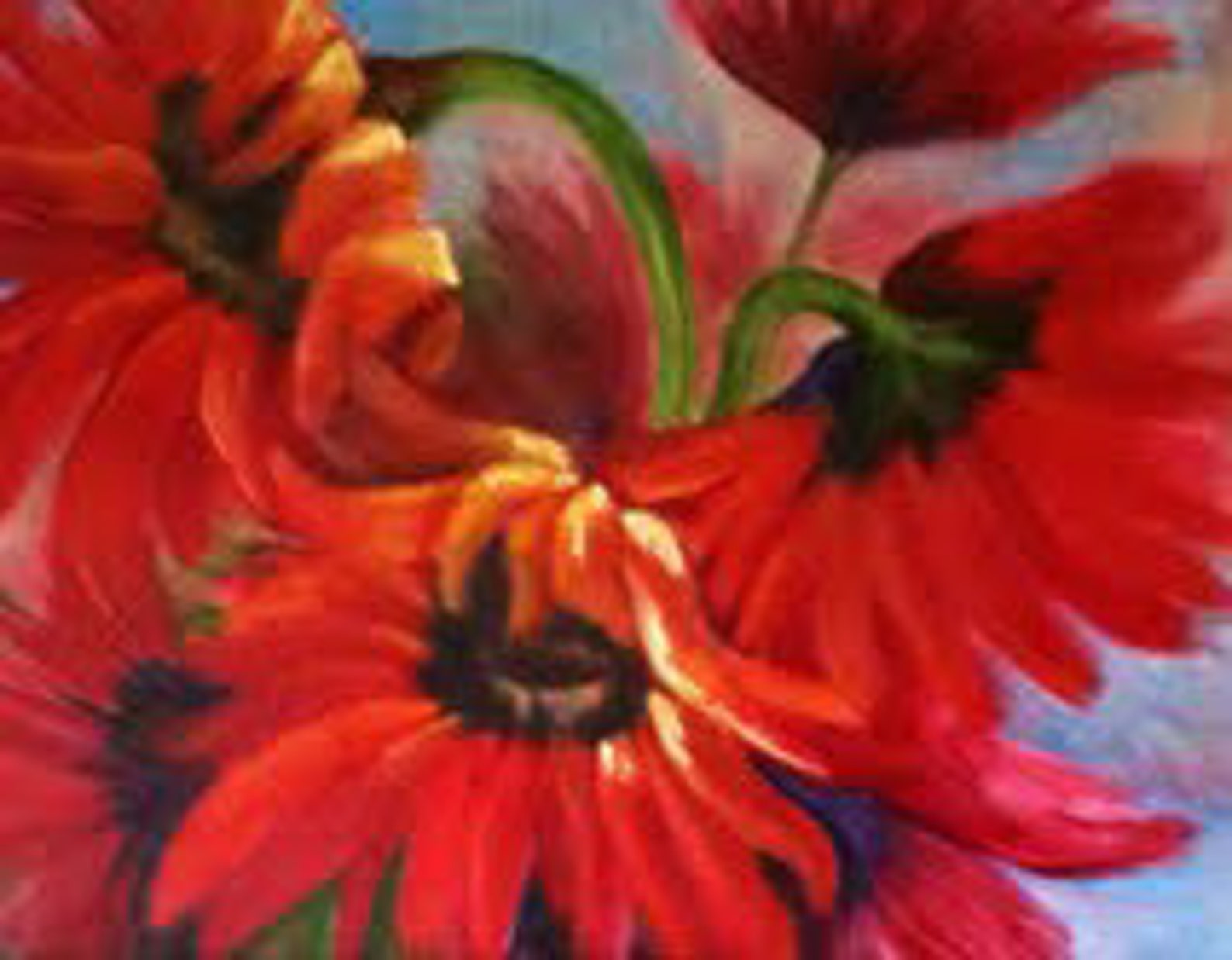 Red Daisy Painting, Floral Art, Canvas Art and Prints, Original Art ...