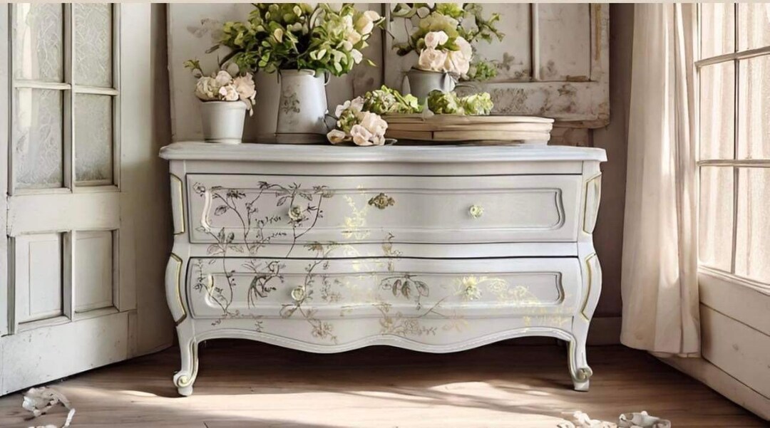 Bombe Chest | Taupe With Gold Bird Motif Chest | Console Table | Bombe ...