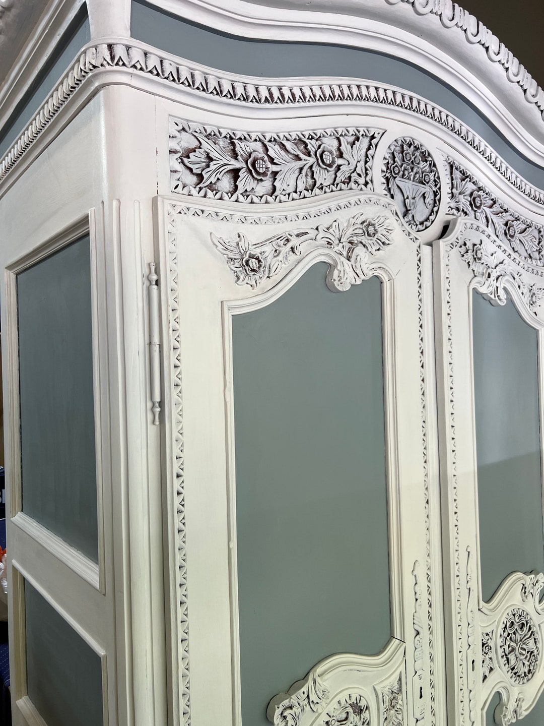 Vintage Painted French Country Cottage Armoire | Sold Do Not Purchase ...