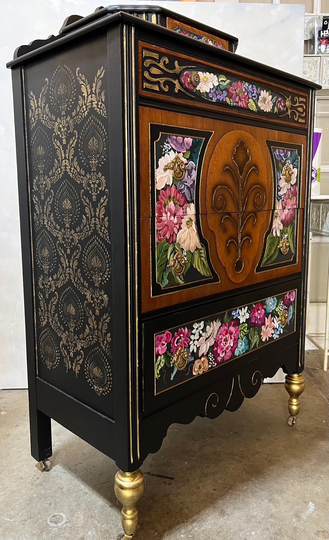 Custom Order Option | Artisan Design and Hand Painted Jacobean Bedroom ...