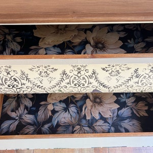 Custom Order Option | Elegant Cream Blue Floral Painted Bombe Chest ...