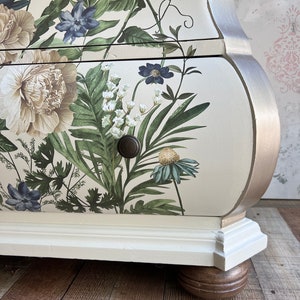 Custom Order Option | Elegant Cream Blue Floral Painted Bombe Chest ...