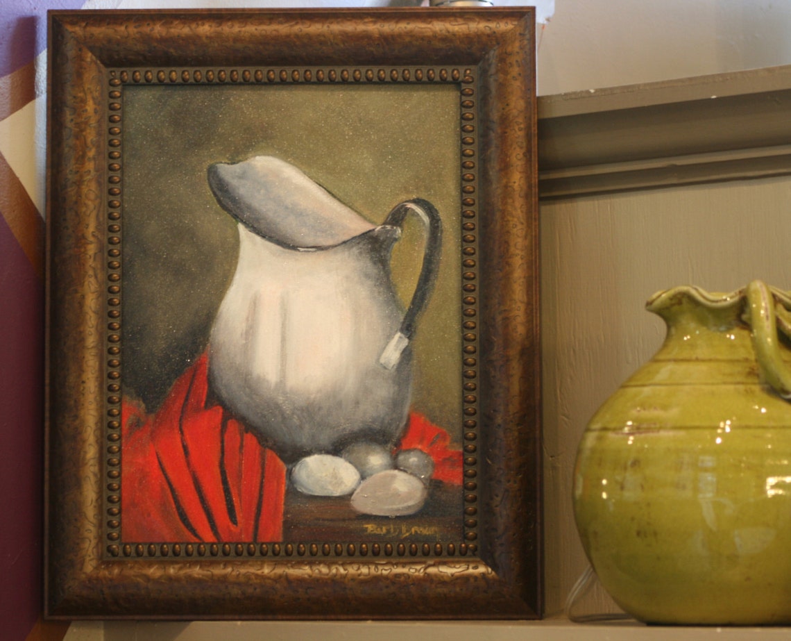 Still Life Water Pitcher With Red Cloth, 12 X 16,canvas Prints, See ...