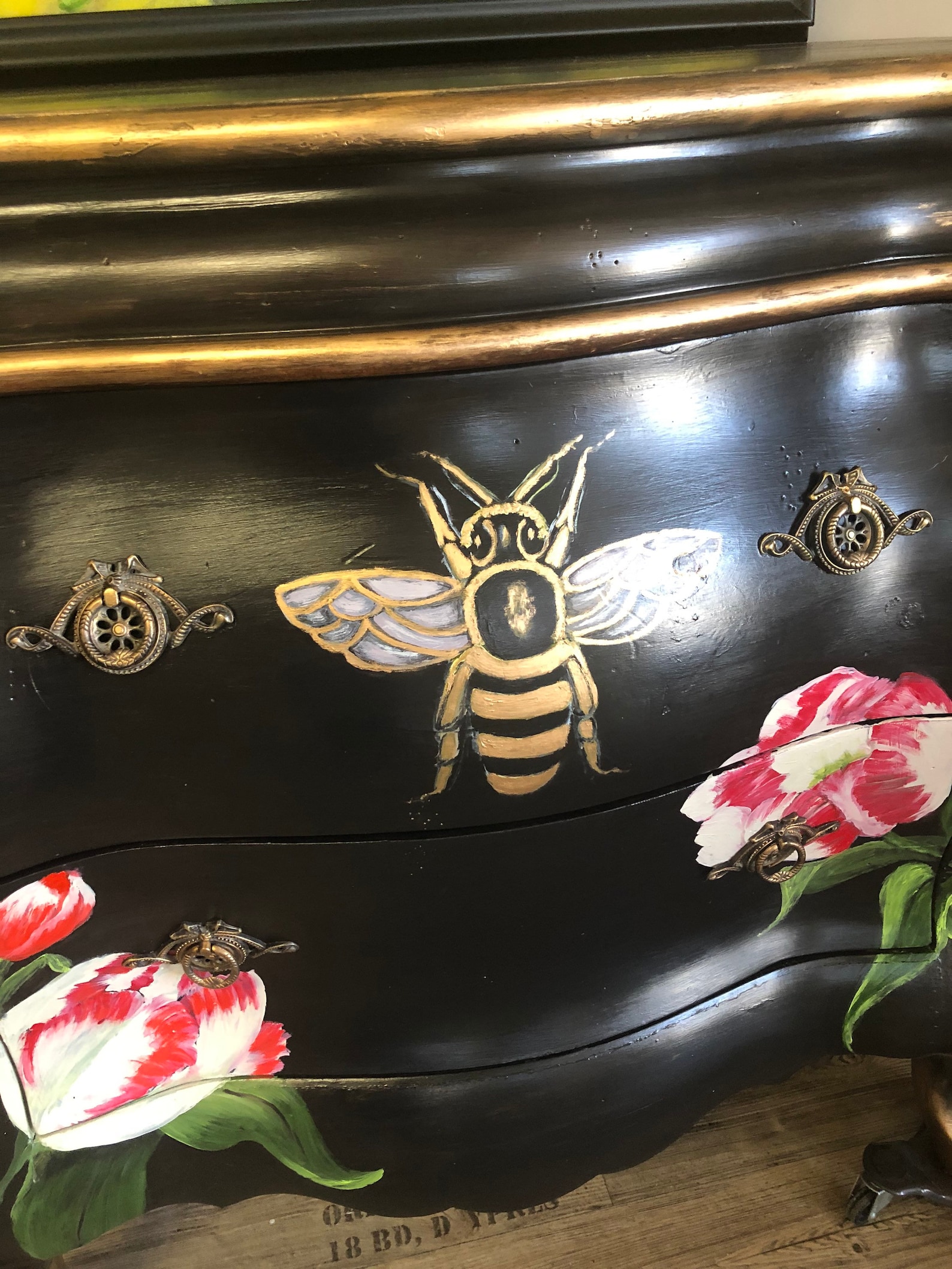 Bombe Chest Black Bombe Chest Painted Furniture Red - Etsy