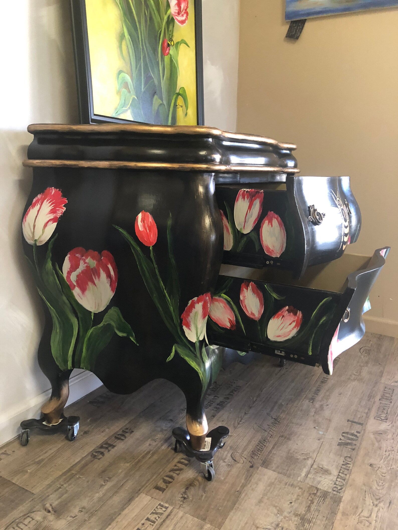 Bombe Chest Black Bombe Chest Painted Furniture Red - Etsy