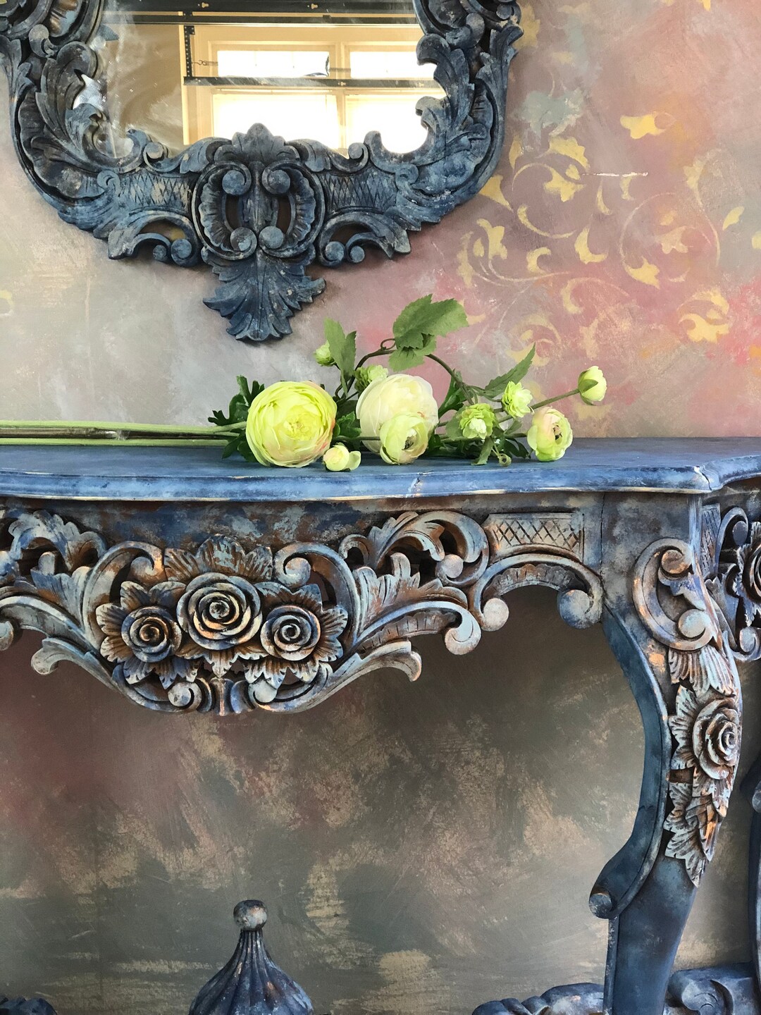 Italianate Rococo Ornate Carved Console Table and Mirror | One of a ...