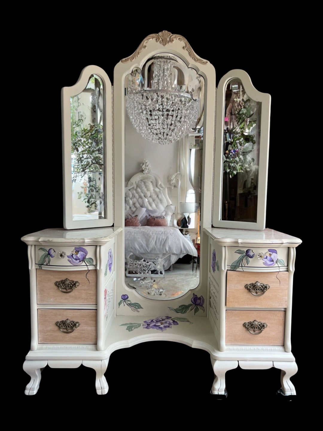 Customization Option | Hand Painted Vanity With Lavender and Pink ...