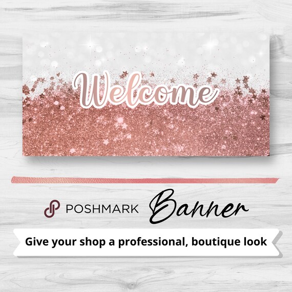 Poshmark Closet Banner Rose Gold & White Glitter Ombre | Etsy