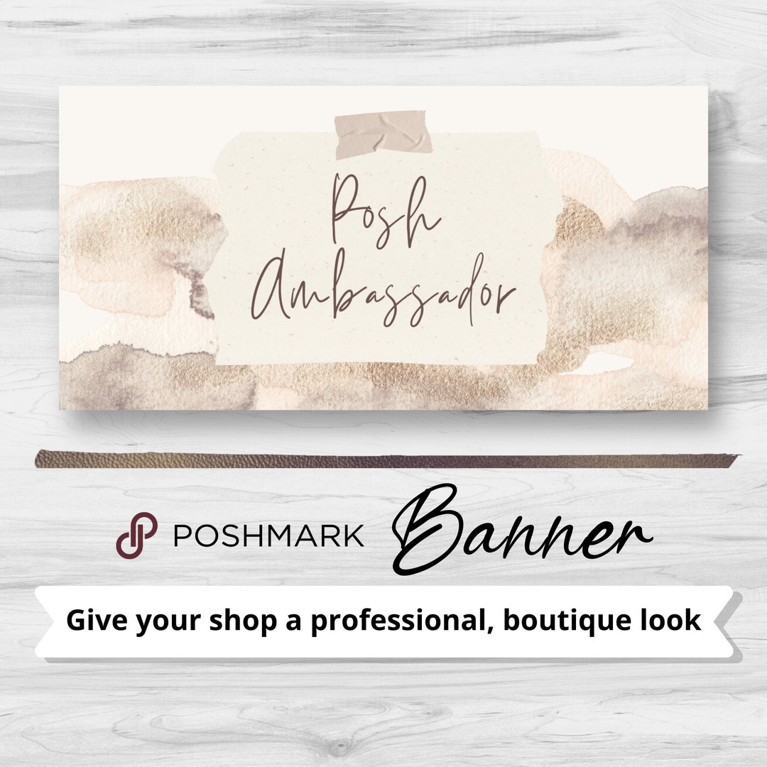 Poshmark Closet Banner Neutral & Gold Watercolor Collection - Etsy