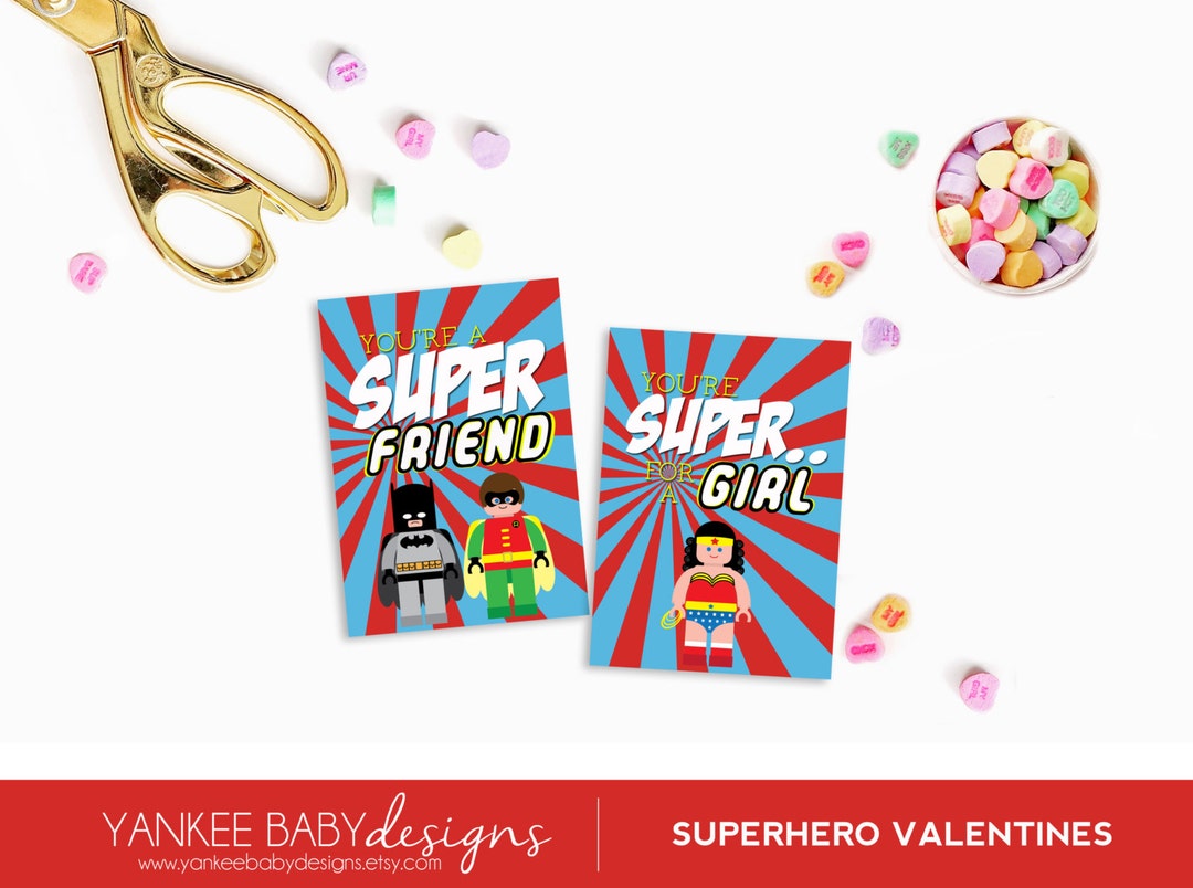 PRINTABLE Superhero - Valentine Cards - Etsy