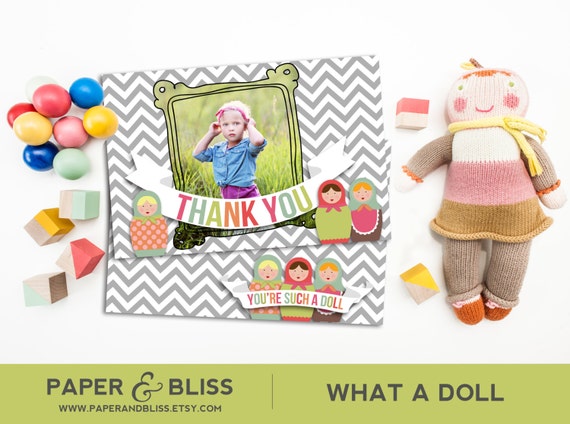 What A Doll CUSTOM Photo Thank You Card Nesting Doll | Etsy