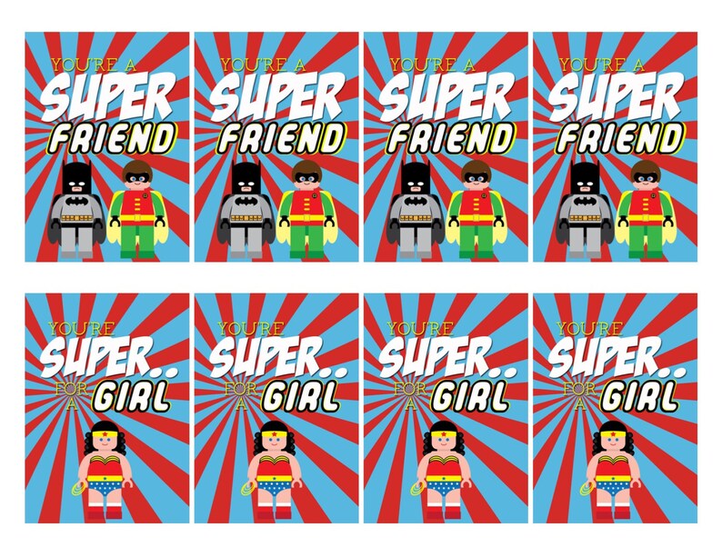 PRINTABLE Superhero - Valentine Cards - Etsy