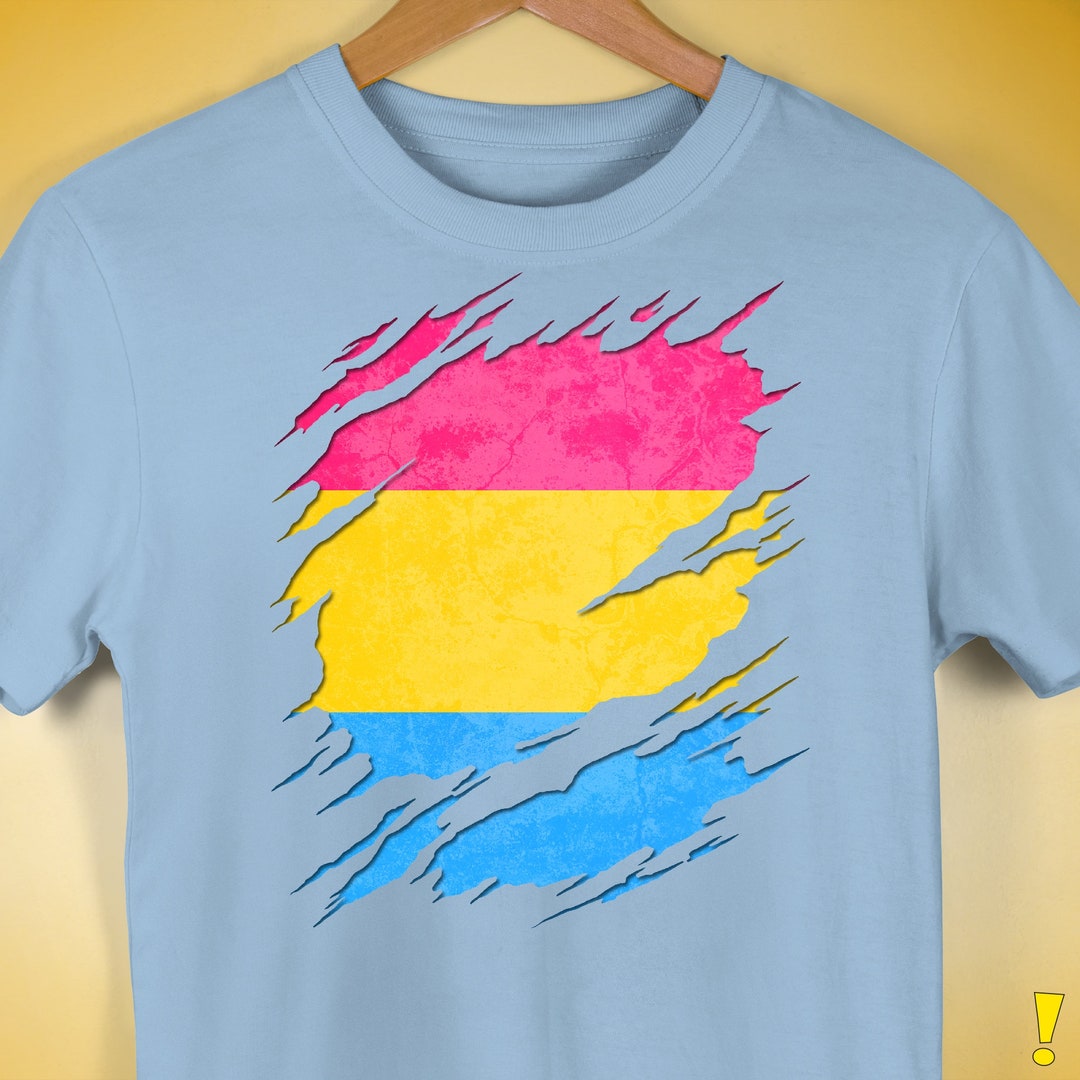 Pansexual Pride Flag Ripped Reveal Premium Unisex T Shirt Etsy