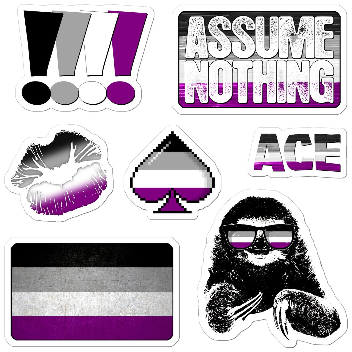 Asexual / Ace Pride Flag Sticker Set - Etsy Hong Kong