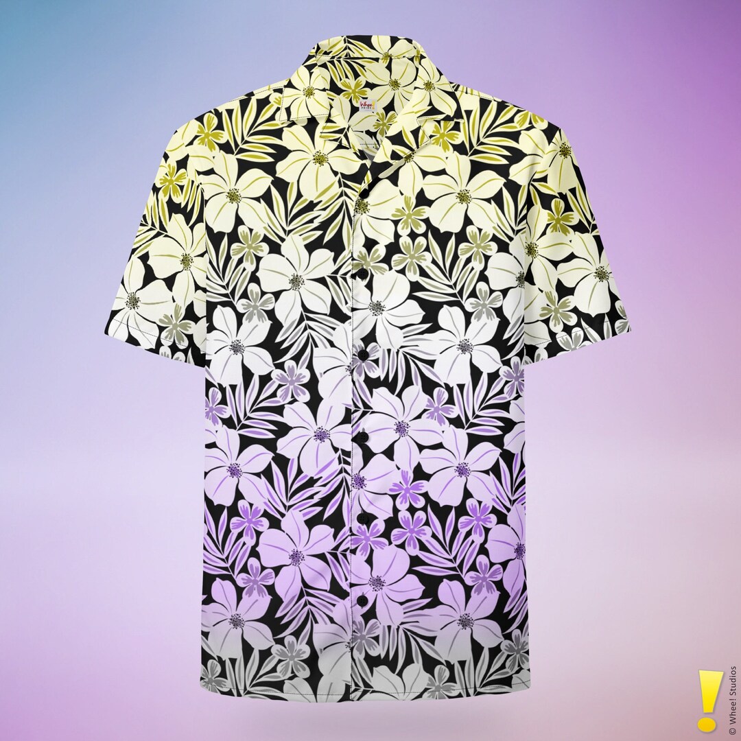 Nonbinary Pride Floral Hawaiian Shirt - Etsy