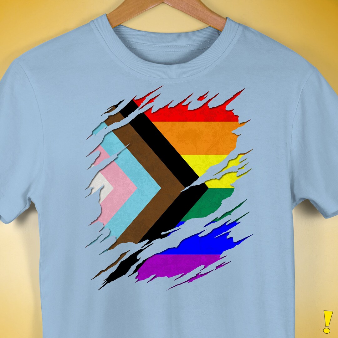 Lgbtq Progress Pride Flag Ripped Reveal Premium Unisex T Shirt Etsy