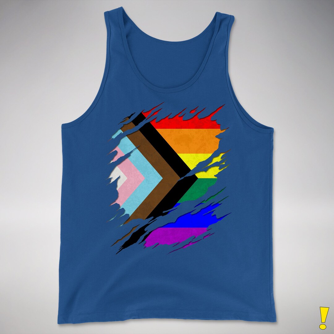 Lgbtq Progress Pride Flag Ripped Reveal Premium Unisex Tank Top Etsy