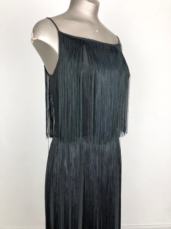 1970s Fredricks of Hollywood Fringe Little Black Dres… - Gem