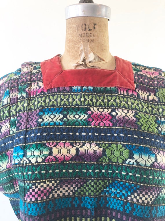 1970’s Guatemalan Embroidered Huipil W/ Velvet S - Gem