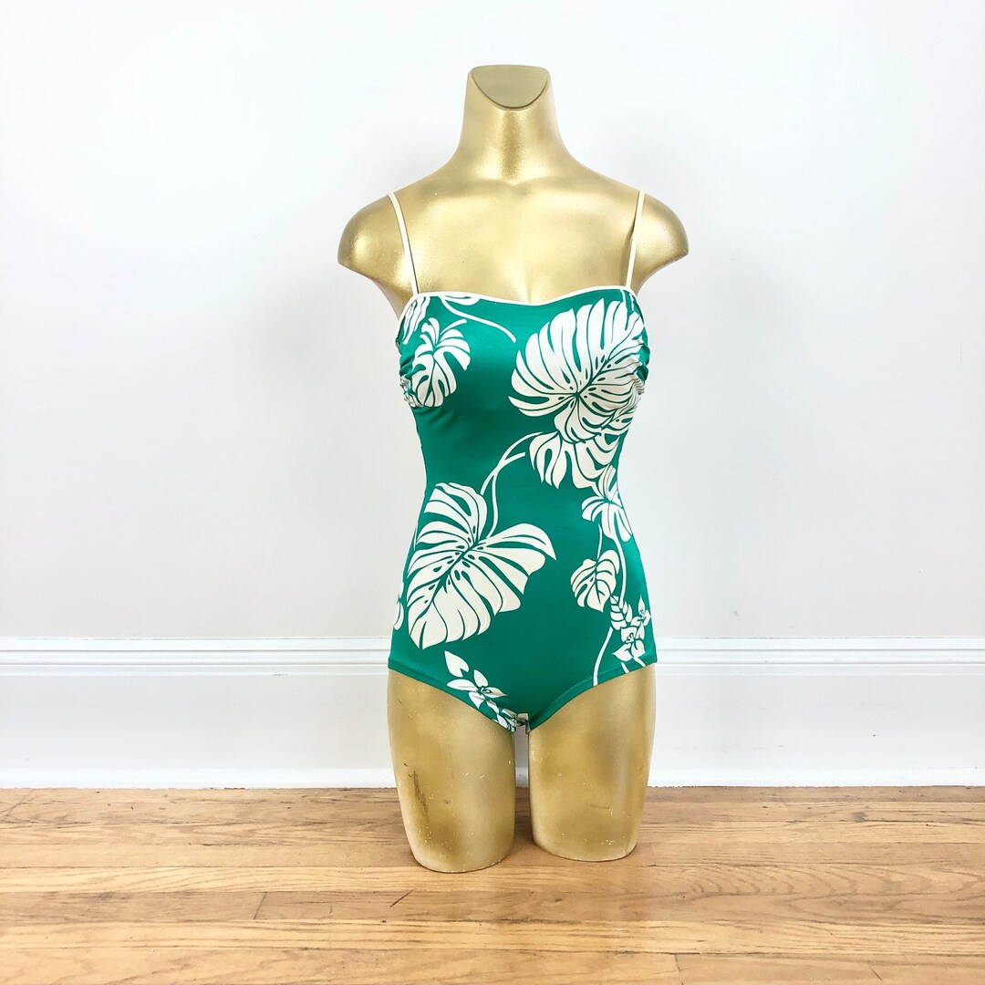 1970s Deweese Green Hawaiian One Piece Swimsuit S - Etsy