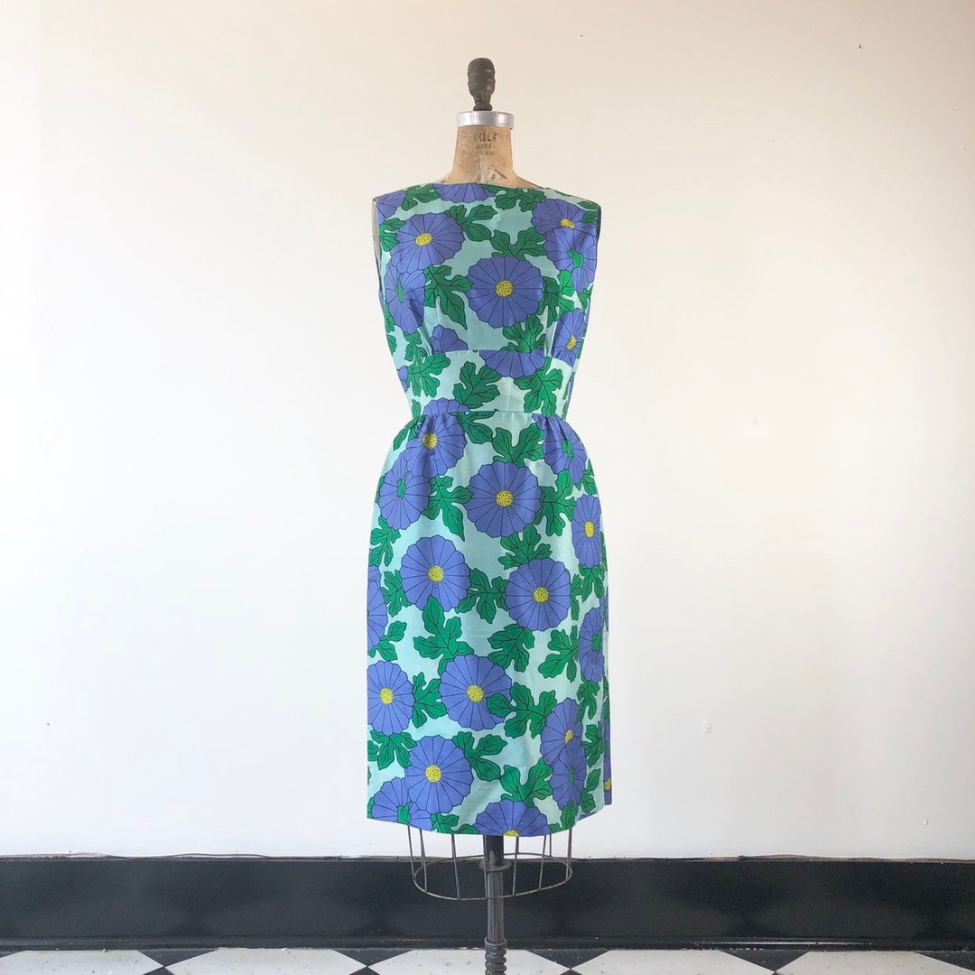 CUTE 1960's Morning Glory Print Floral Silk Shift Robe S - Etsy France