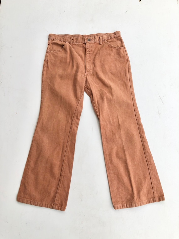 1970s Burnt Orange Bellbottoms Jeans 34” - Gem