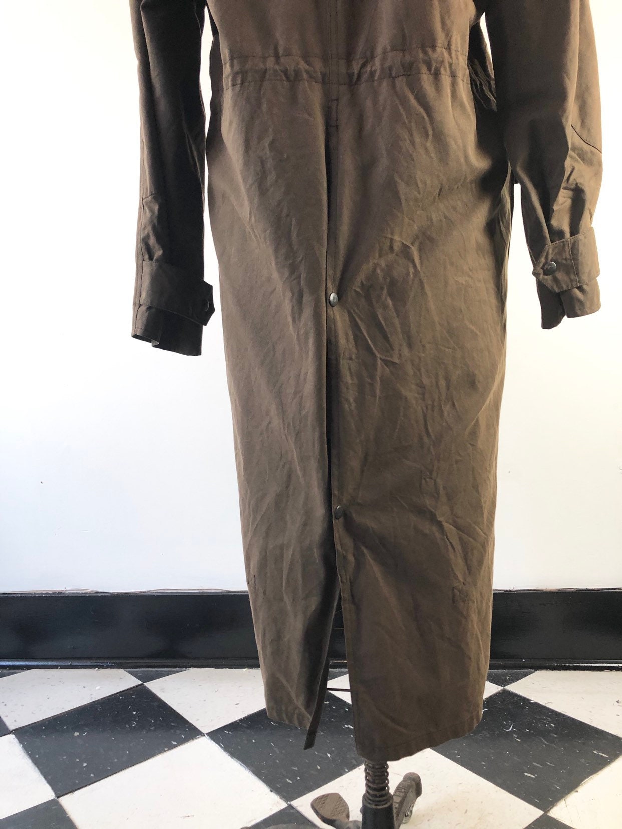 1990s Dark Green Waxed Canvas Duster Coat L | Etsy