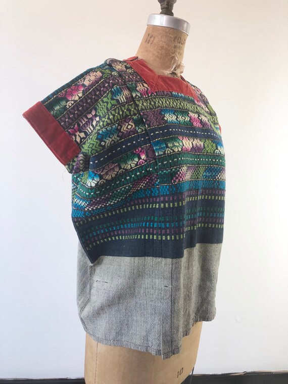 1970’s Guatemalan Embroidered Huipil W/ Velvet S - Gem