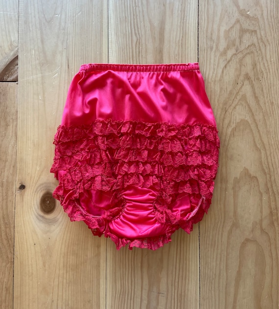 1960s NOS Deadstock Red Lace and Nylon Ruffle Panties… - Gem