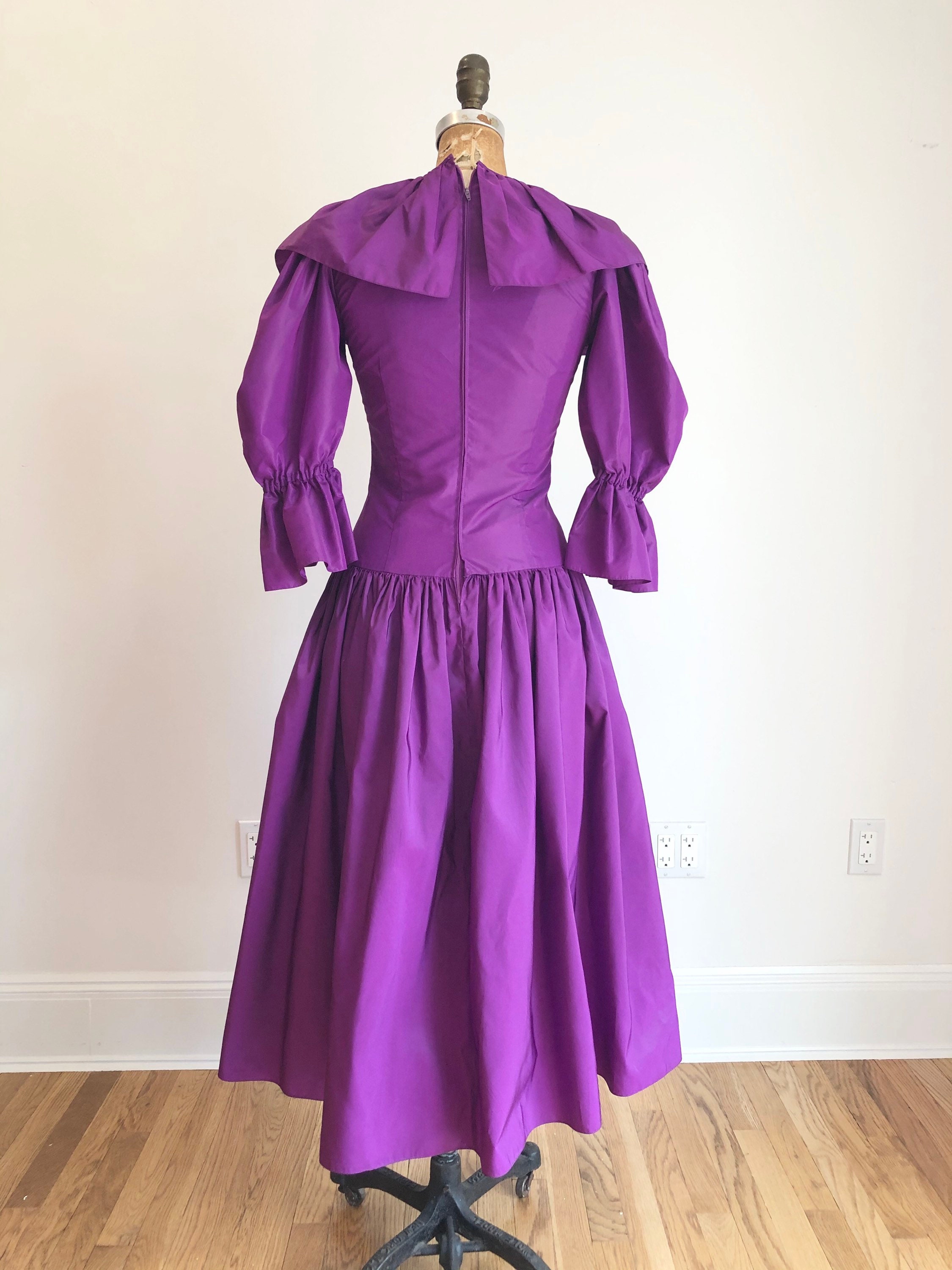 GORGEOUS 1980s Helene Sidel Purple Taffeta Ruffle Dress | Etsy