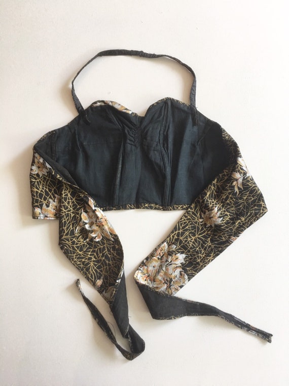 INCREDIBLE Hand Painted 1950s Hawaiian Cotton Halter … - Gem