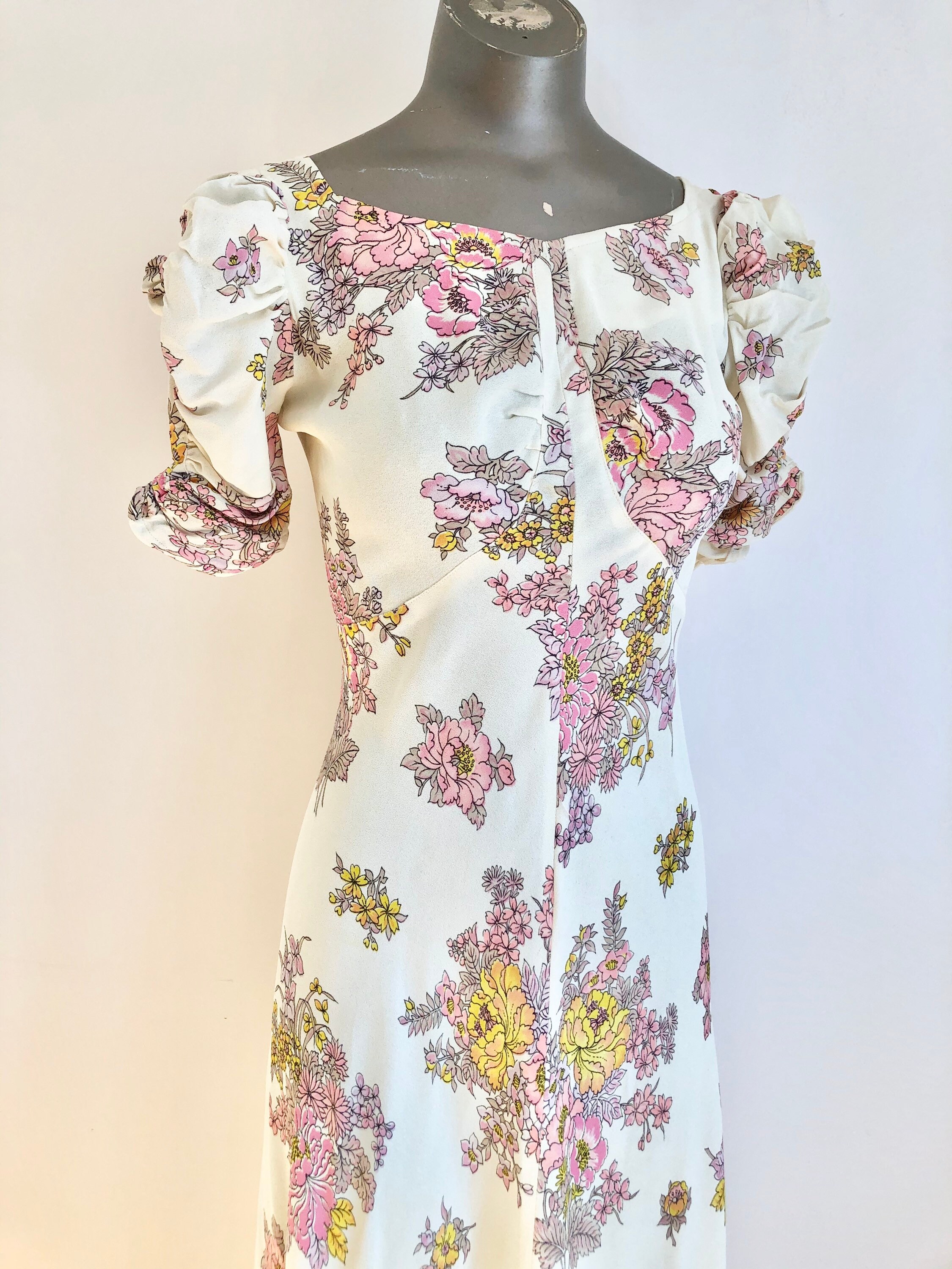 Amazing 1970s Foxy Lady Floral 30’s Style Bias Cut Maxi Dress S - Etsy