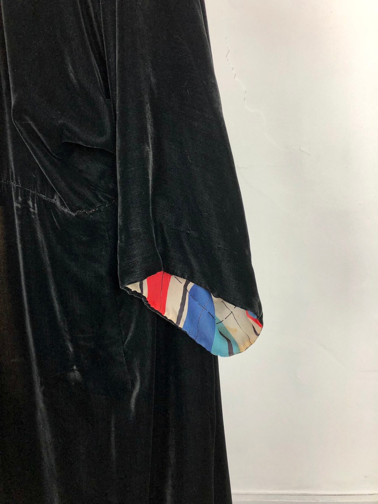 1920s Black Silk Velvet Striped SIlk Duster Coat S | Etsy