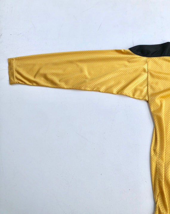 1970s Yellow Black Longsleeve Mesh Football Jersey M - Gem