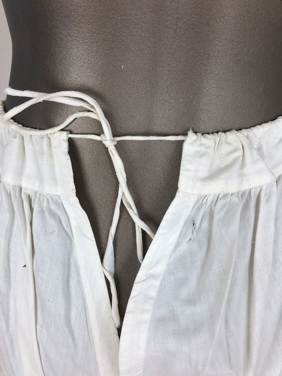 Antique Victorian Split Crotch White Cotton Bloomers S - Gem