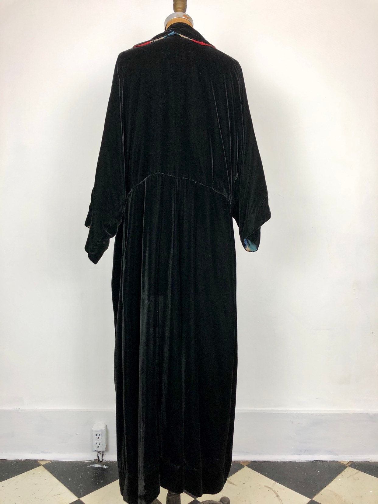 1920s Black Silk Velvet Striped SIlk Duster Coat S | Etsy