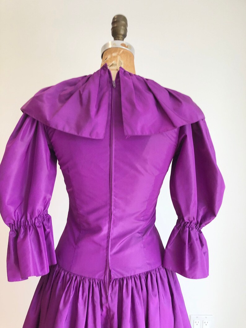 GORGEOUS 1980s Helene Sidel Purple Taffeta Ruffle Dress | Etsy