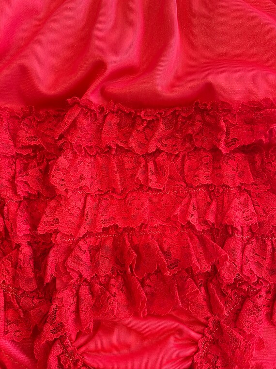 1960s NOS Deadstock Red Lace and Nylon Ruffle Panties… - Gem