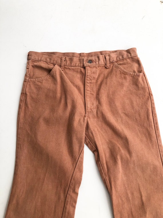 1970s Burnt Orange Bellbottoms Jeans 34” - Gem