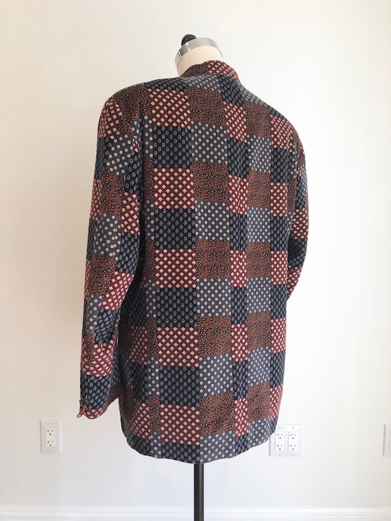 1970s Patchwork Print Velvet Dinner Jacket L - Gem