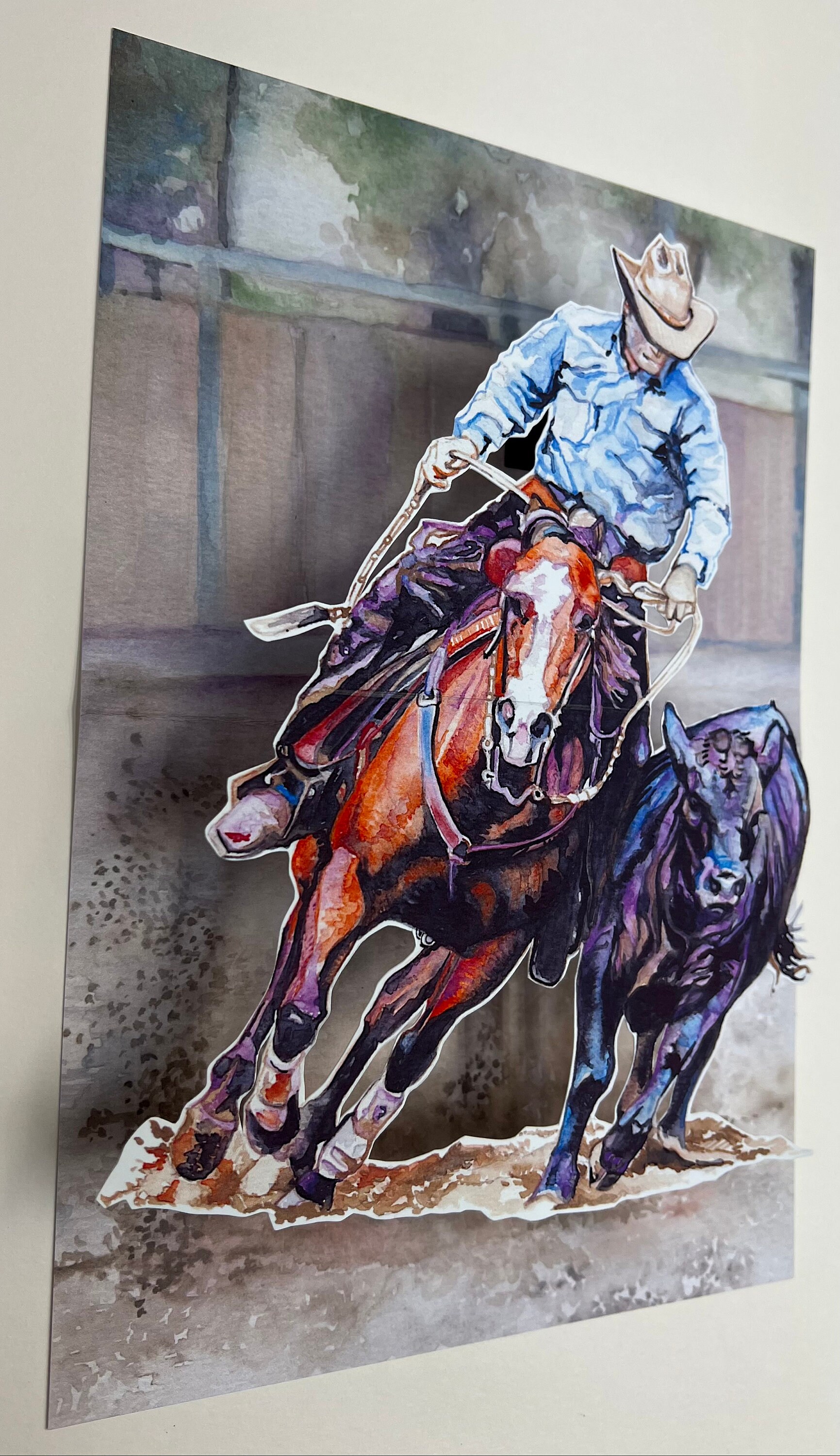 Cowboy Roping a Calf 3 D Pop up Card - Etsy
