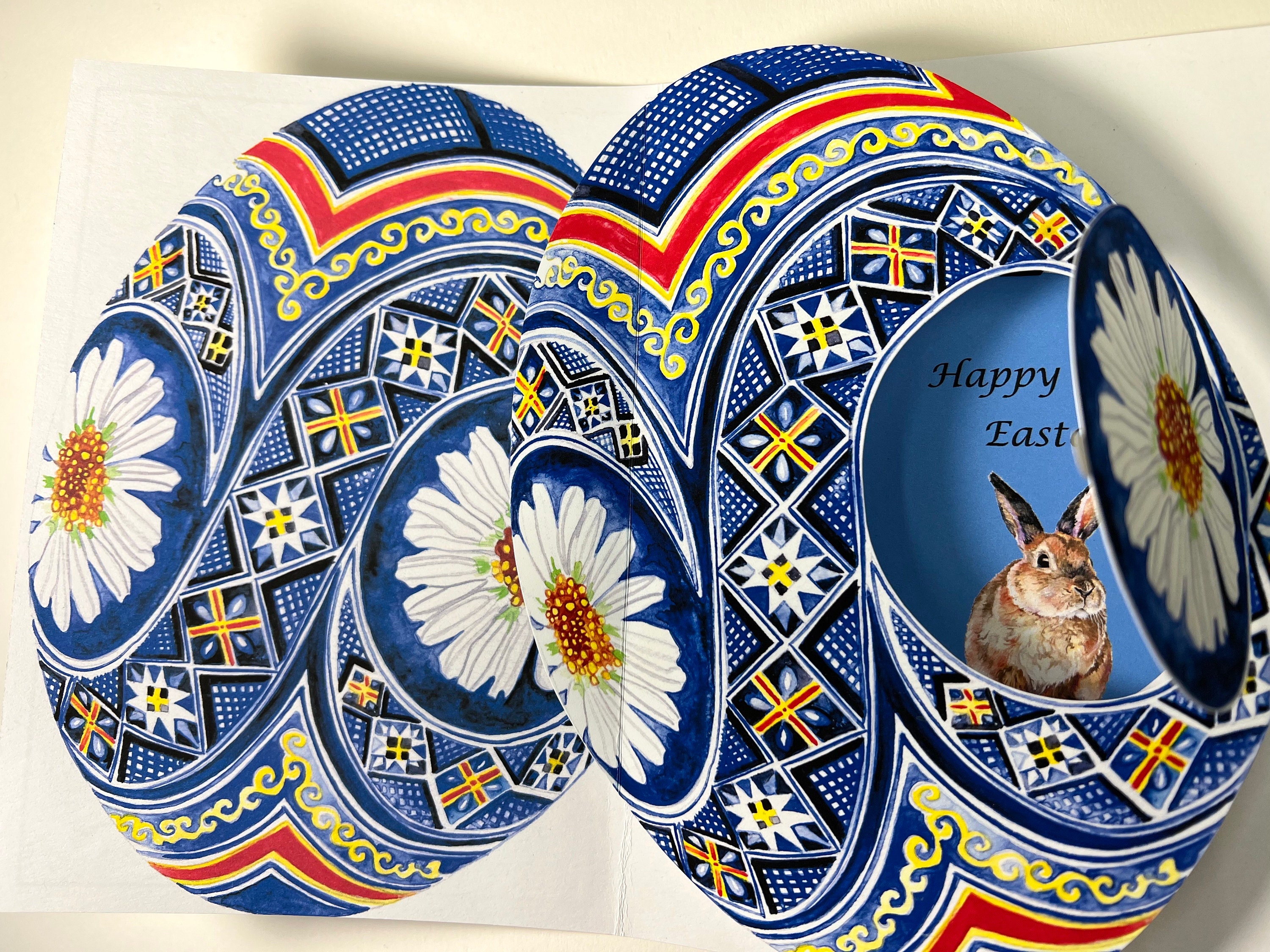 Easter Bunny And Ukrainian Pysanky Easter Egg Surprise Pop Up Card Etsy