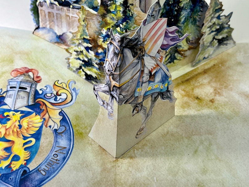 Dragon With Knight on Horseback and Castle Popup Greeting Card - Etsy