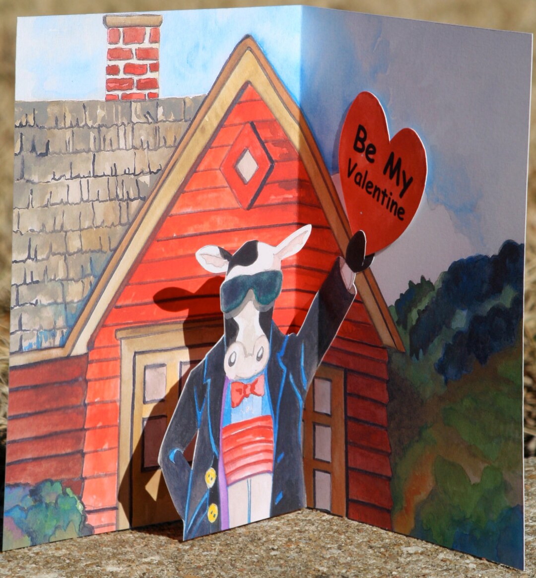 Friendly Cow's Forever Love 3 D Valentine's Day Popup Card - Etsy