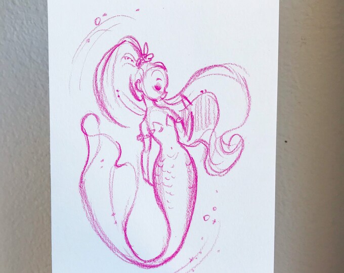 Pink Colored Pencil Sketch - Etsy