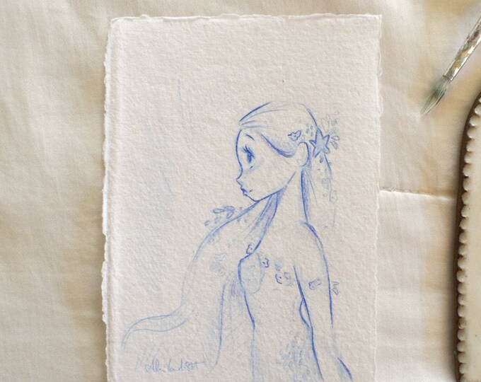 Blue Color-pencil Sketch - Etsy