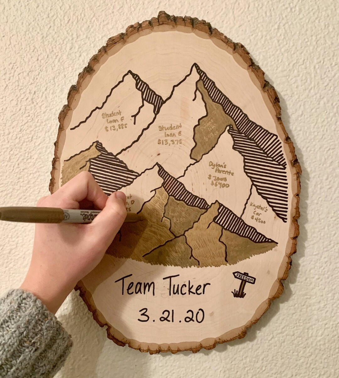 Custom Goal Tracker Mountain Wall Sign Motivational Debt Art - Etsy