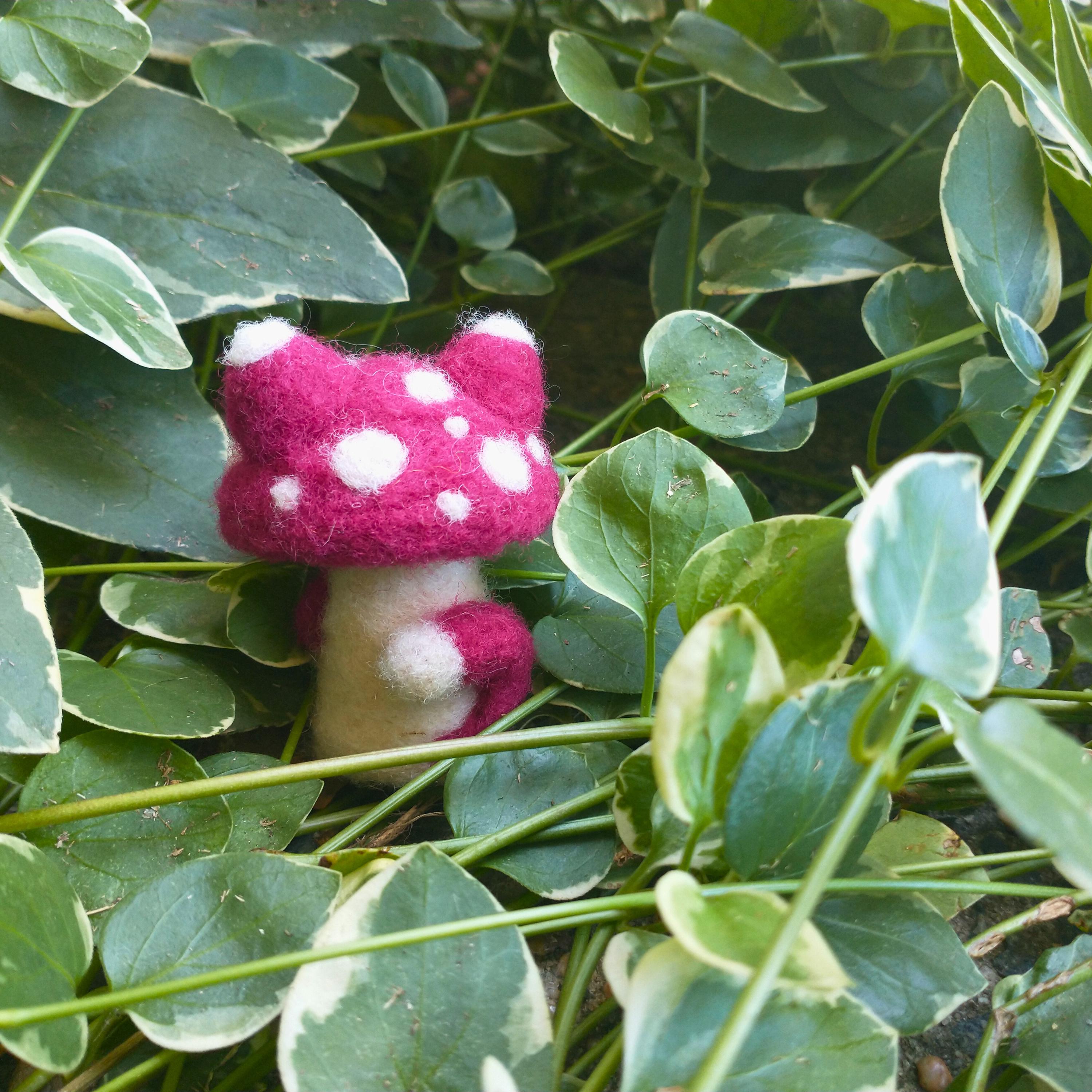 Needlefelt Meowshroom, Mushroom Cat Decoration, Fantasy Cottagecore ...