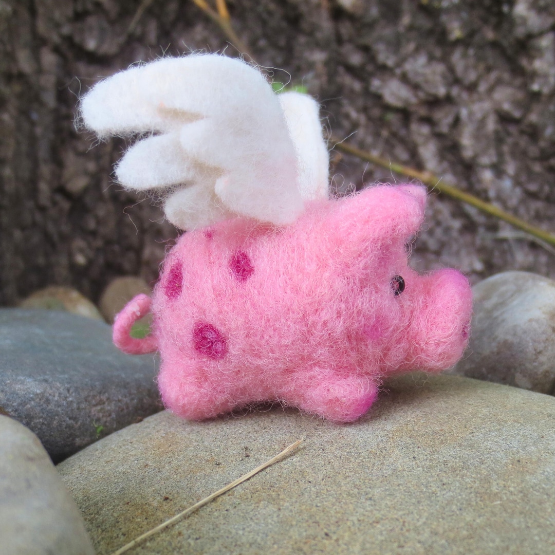 Needle Felted Flying Pig, Felt Wool Decoration - Etsy